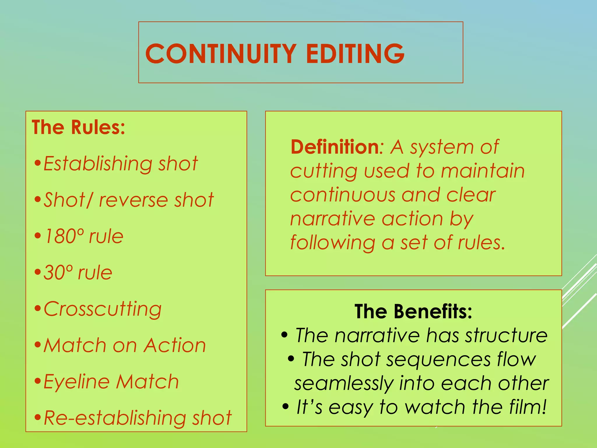 Continuity editing 2 | PPT