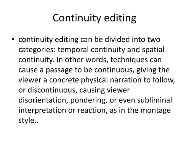 Continuity editing | PPTX