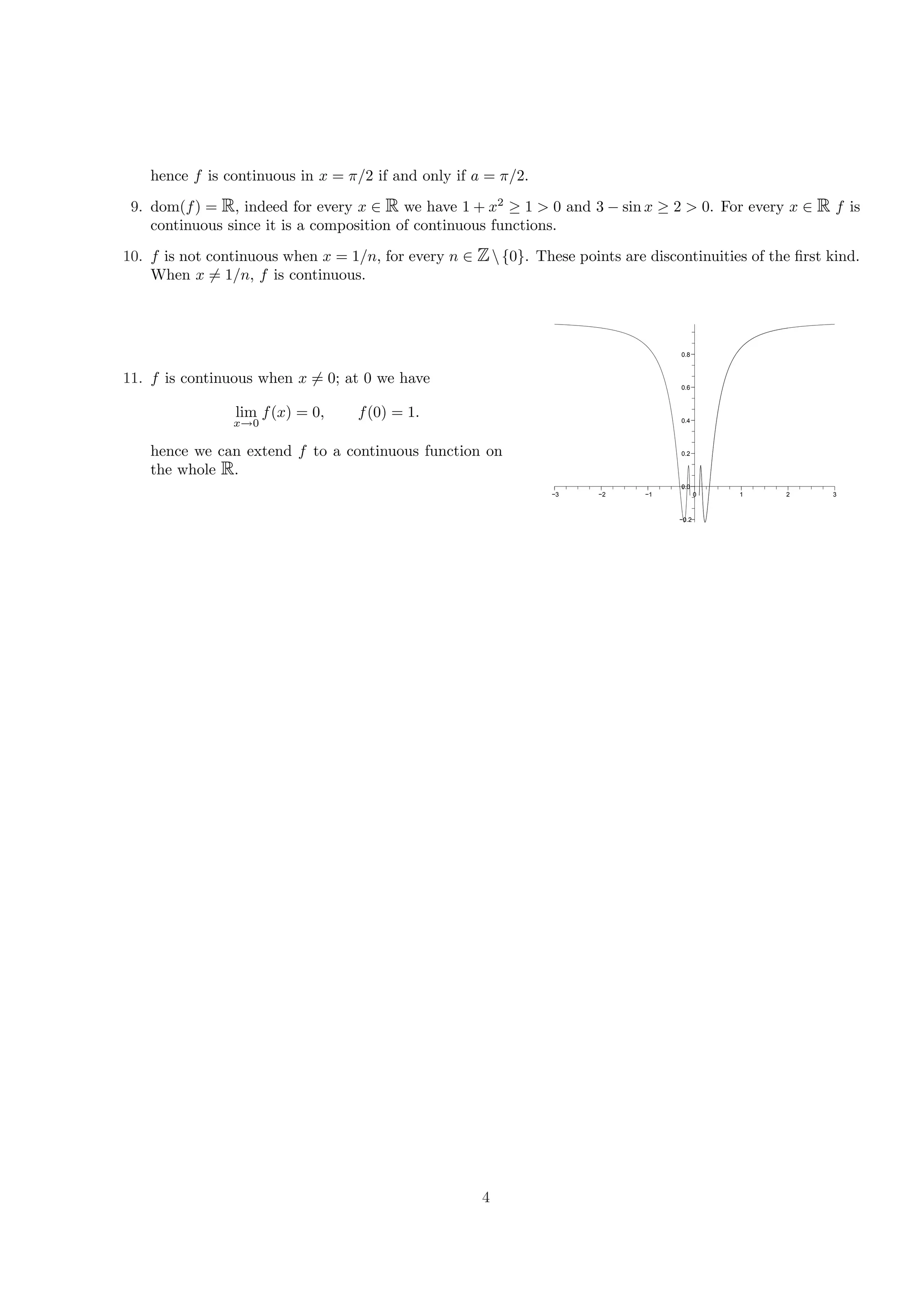 Continuity of functions by graph (exercises with detailed solutions) | PDF