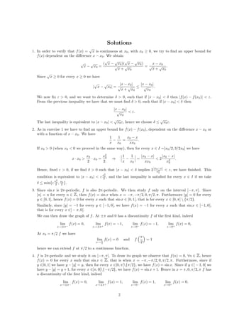 Continuity of functions by graph (exercises with detailed solutions) | PDF