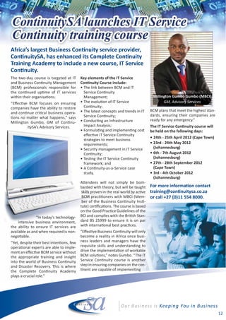 ContinuitySA Q1 Client Chronicles Newsletter 2012 | PDF | Business ...