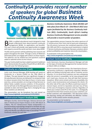 ContinuitySA Q1 Client Chronicles Newsletter 2012 | PDF | Business ...