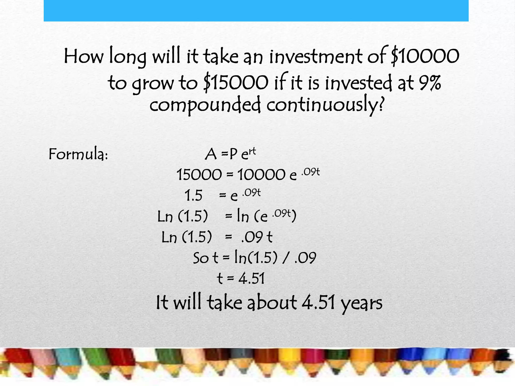 Continuosly compound interest and a comparison of exponential growth ...