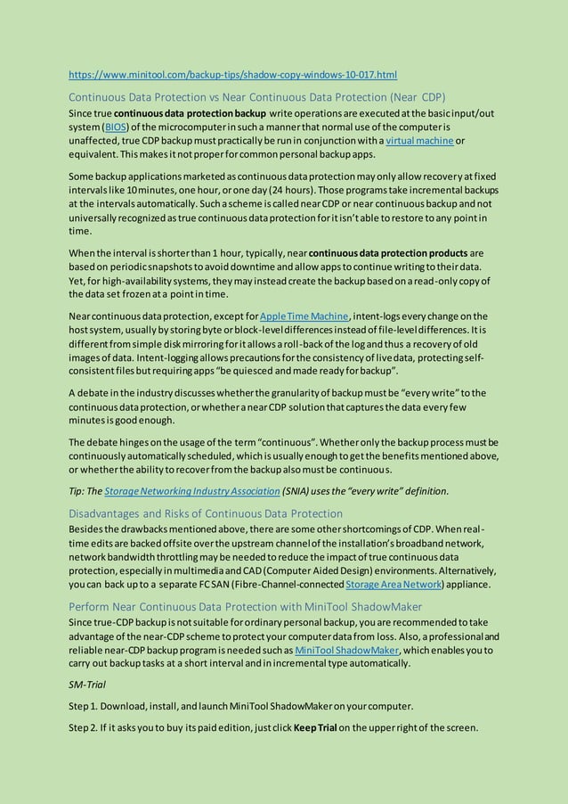 Continuous data protection | PDF