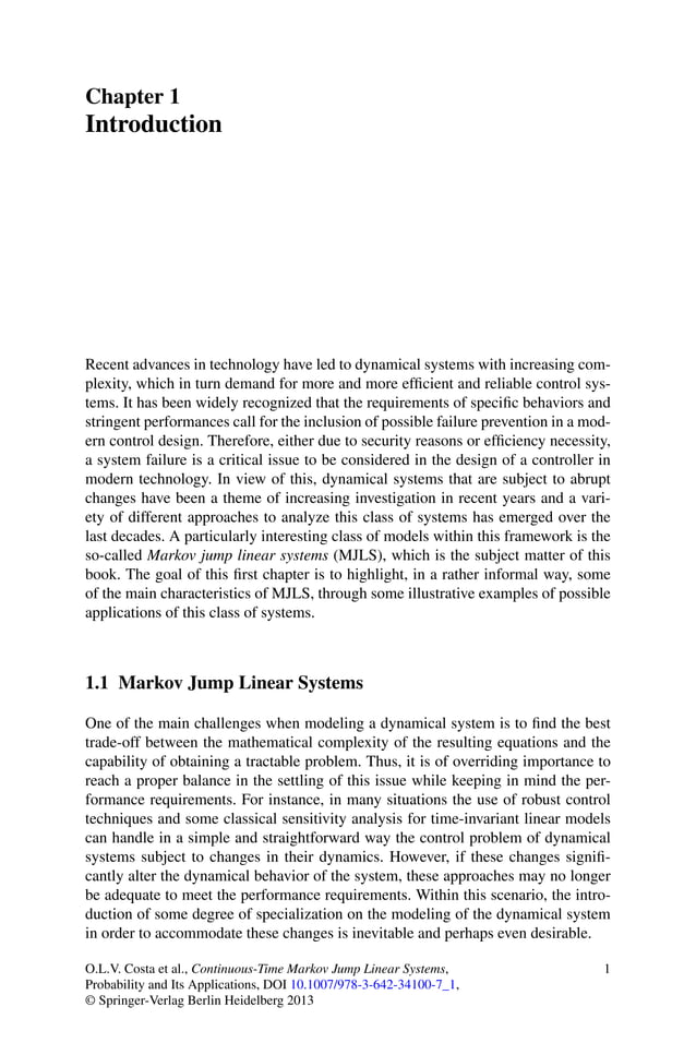 Continuous time markov jump linear system | PDF