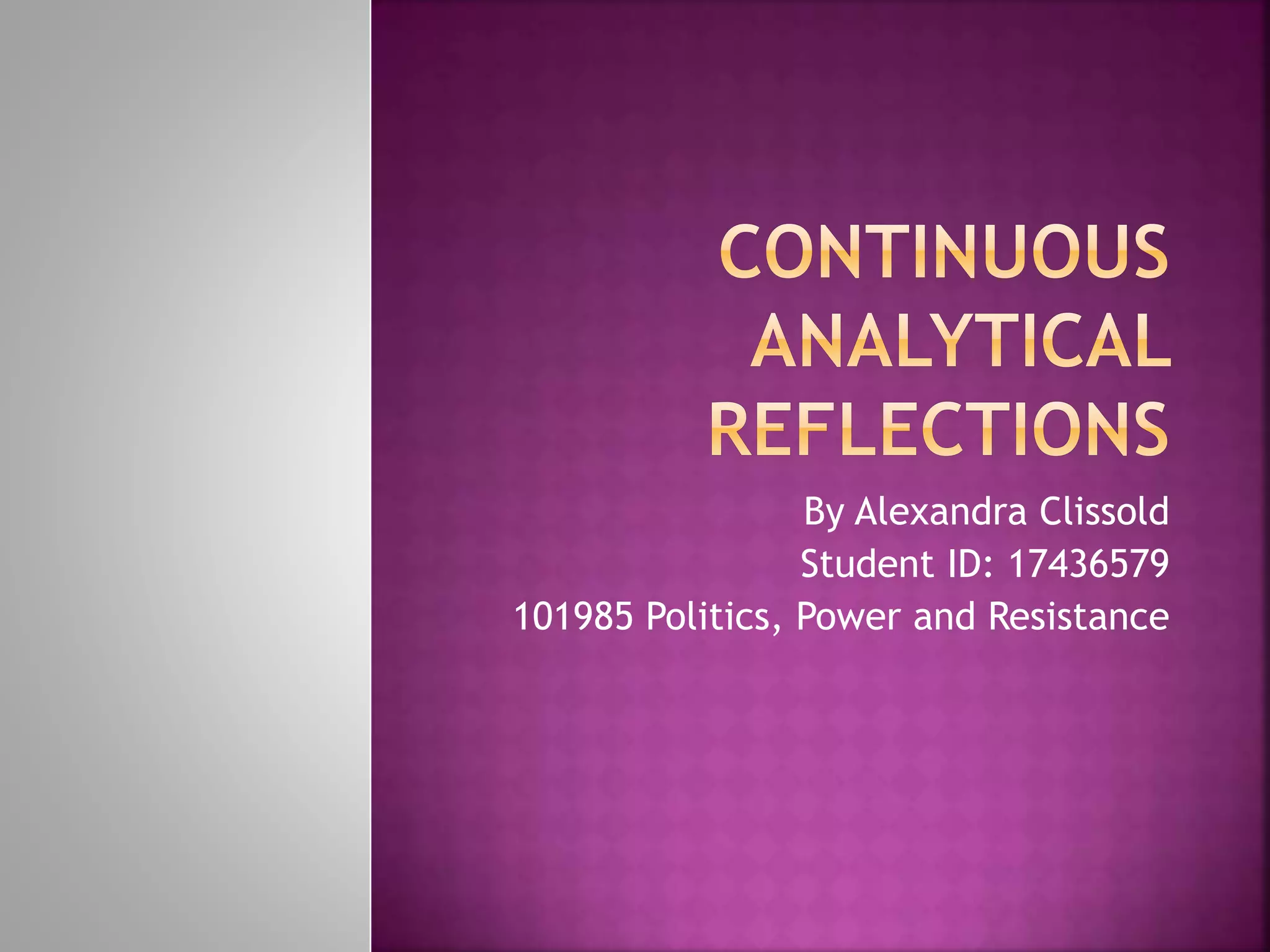 Continuous Analytical Reflections | PPT