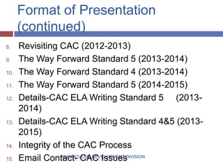 Continuous Assessment Component (CAC) of SEA | PPTX