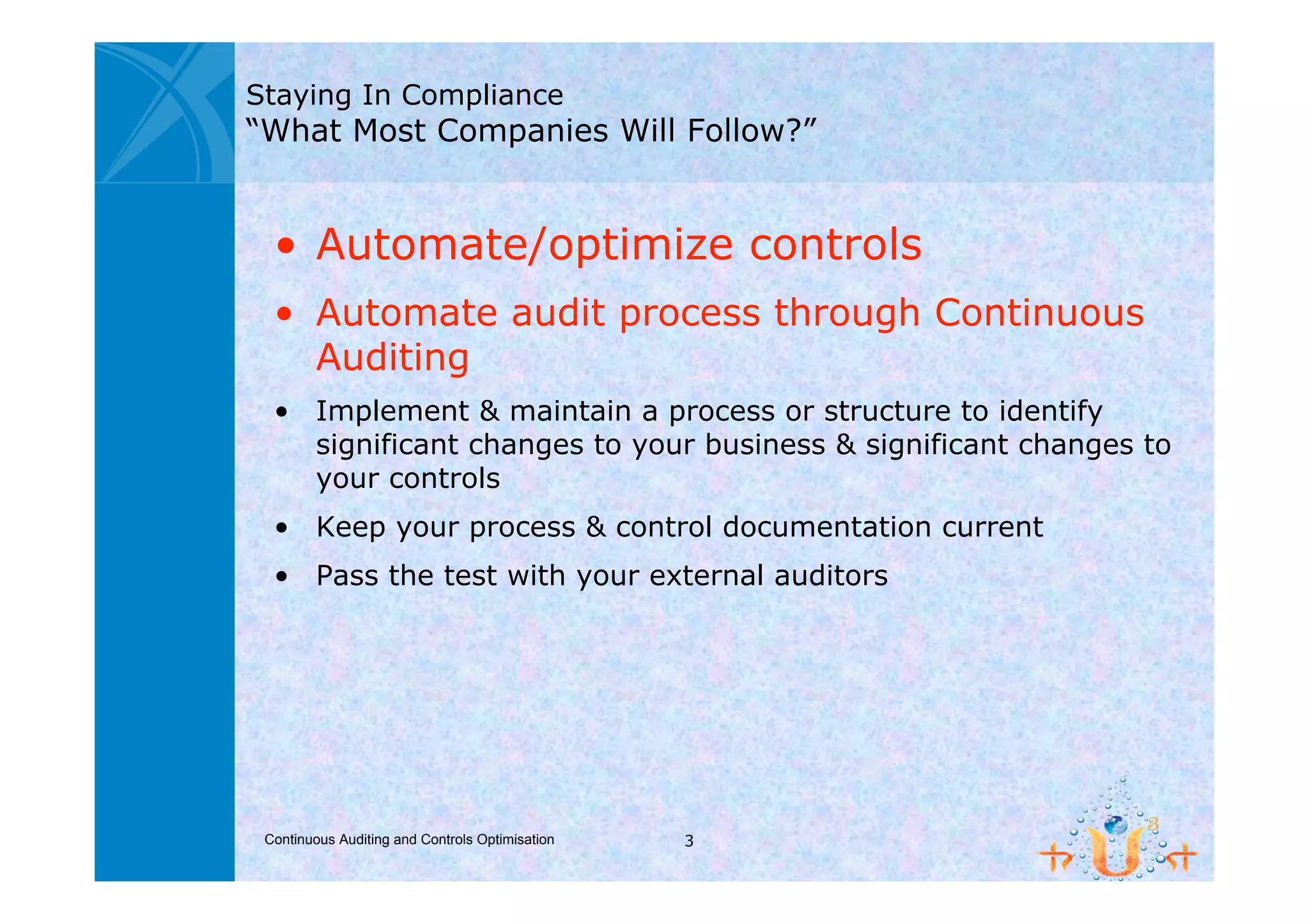 Continuous Auditng And Process Optimisation | PPT | Free Download