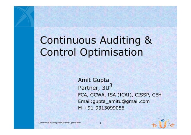 Continuous Auditng And Process Optimisation | PPT