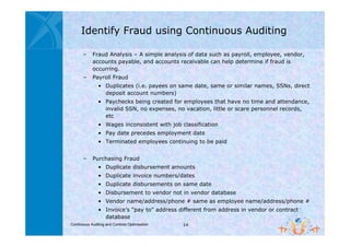 Continuous Auditng And Process Optimisation | PPT