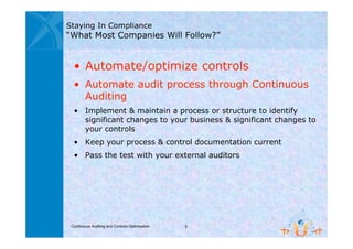 Continuous Auditng And Process Optimisation | PPT