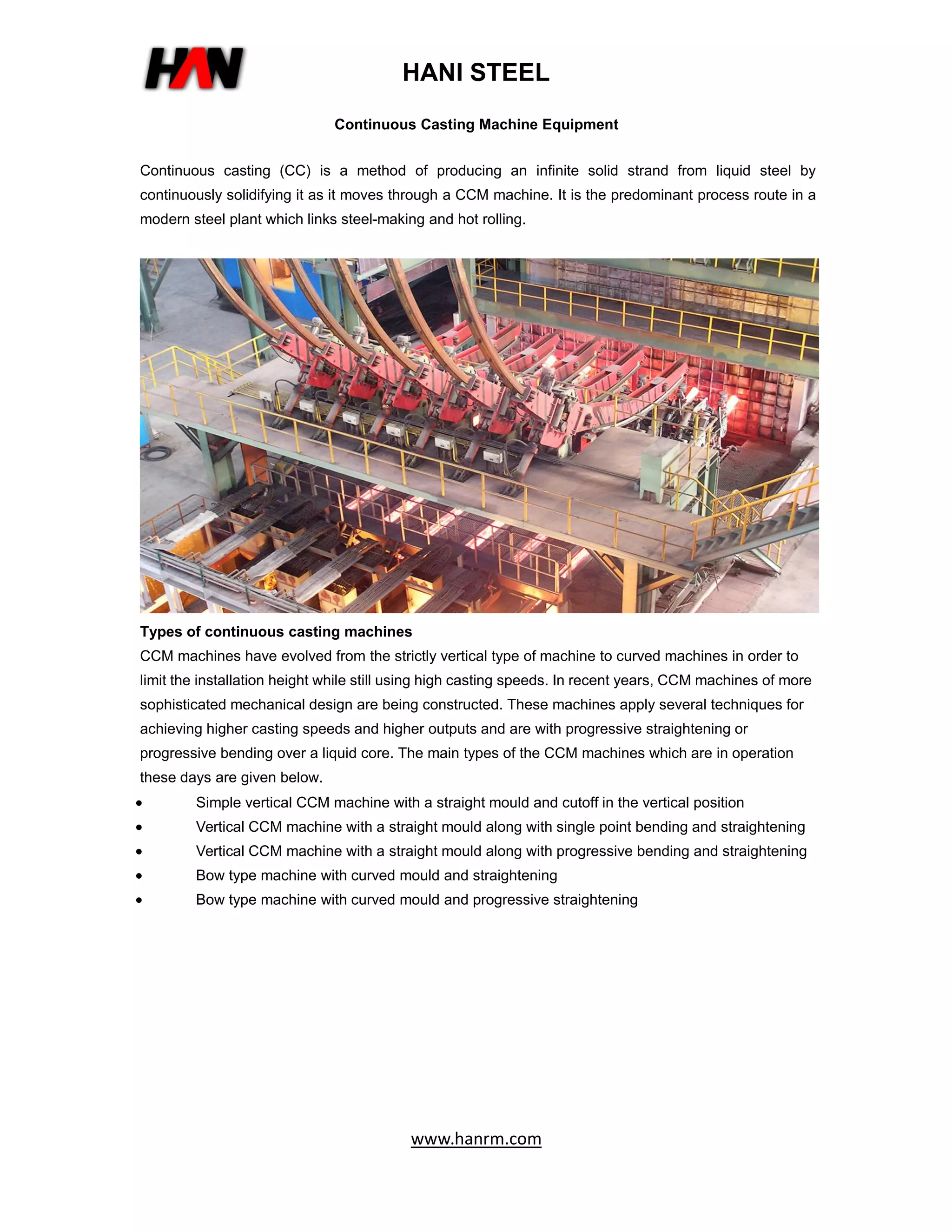 Continuous Casting Machine Equipments | PDF | Manufacturing Industry | Industries