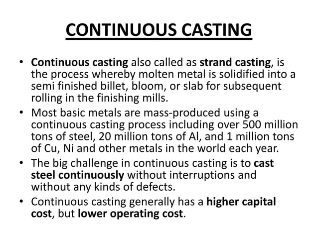 Continuous casting of steel | PPTX