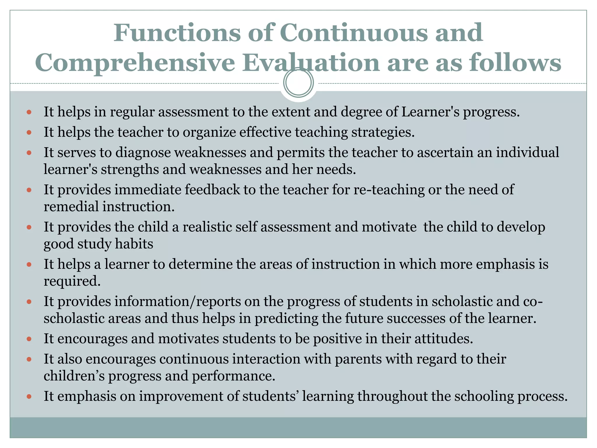Continuous and Comprehensive Evaluation | PPTX