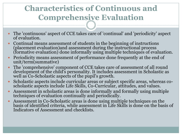Continuous and Comprehensive Evaluation | PPTX | Educational Assessment | Education