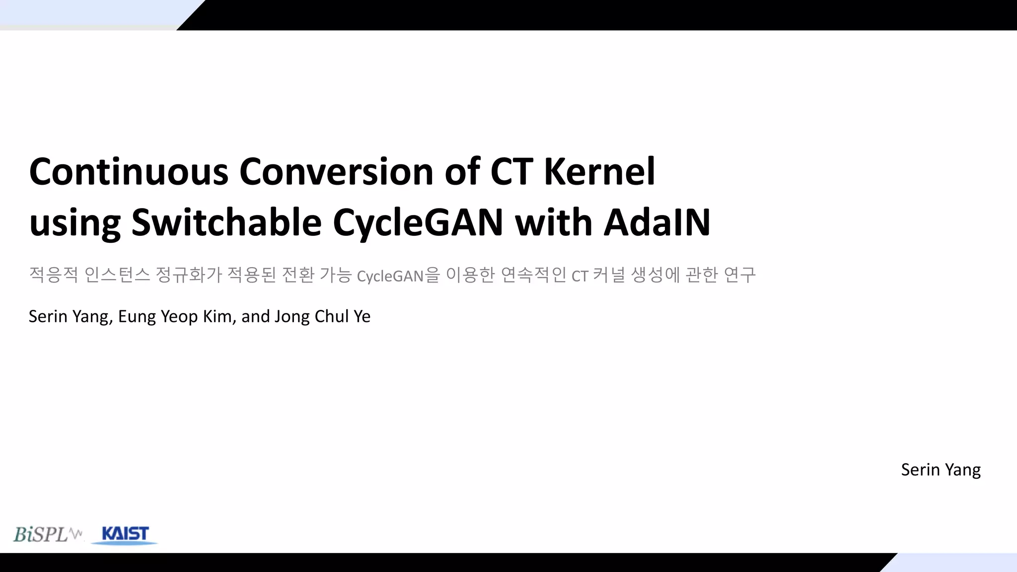 Continuous Conversion of CT Kernel using Switchable CycleGAN with AdaIN ...
