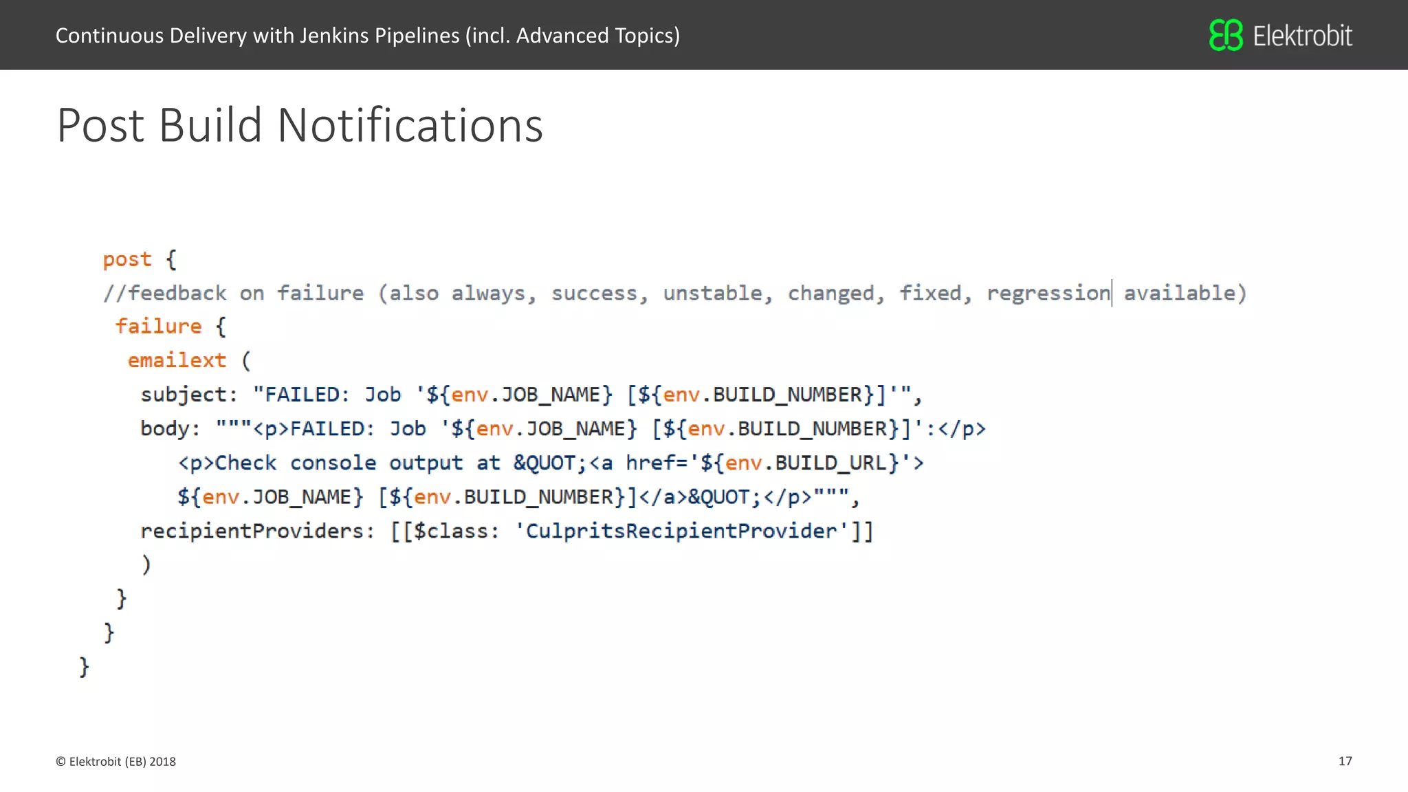 Continuous delivery with jenkins pipelines @ devdays | PPT