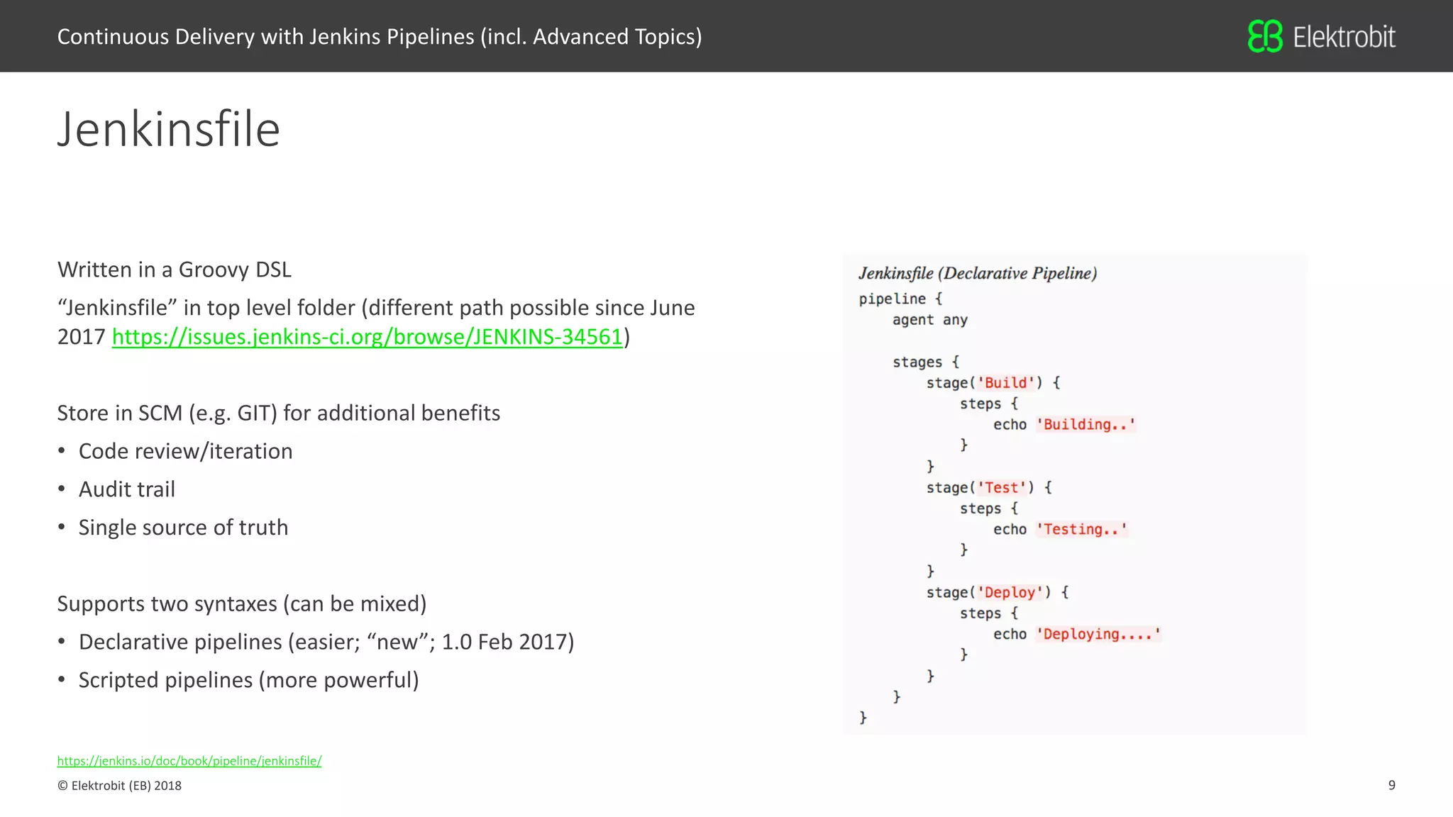Continuous delivery with jenkins pipelines @ devdays | PPT