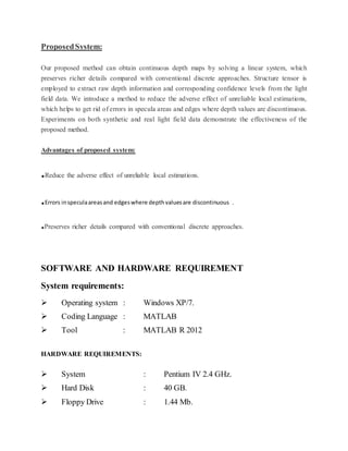 Continuous depth map reconstruction | DOCX | 3-D Graphics | Computer Software and Applications