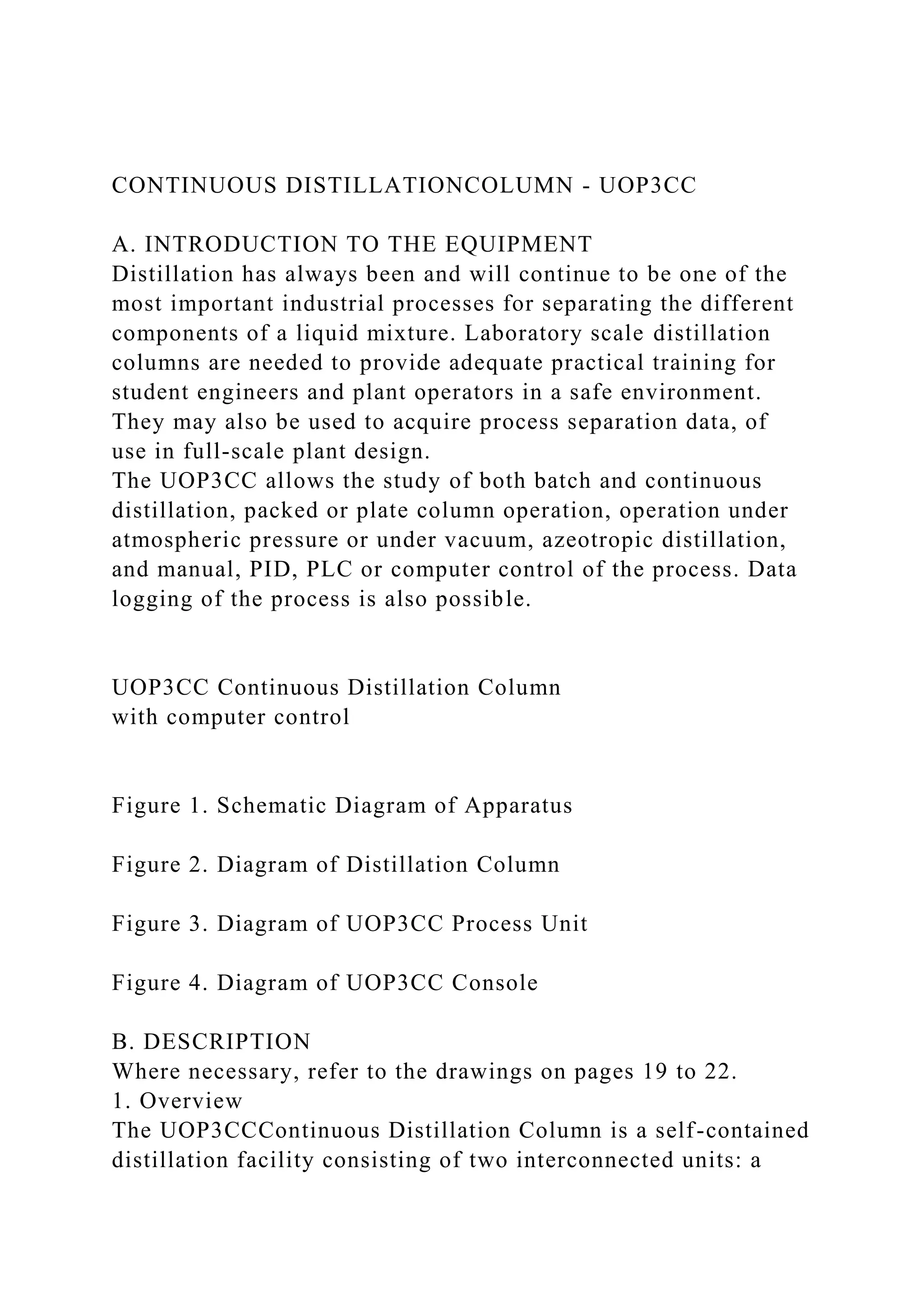 CONTINUOUS DISTILLATIONCOLUMN - UOP3CCA. INTRODUCTION TO THE E.docx