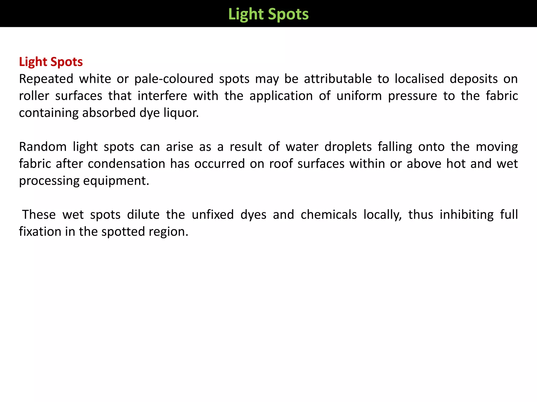 Continuous dyeing Faults | PPTX