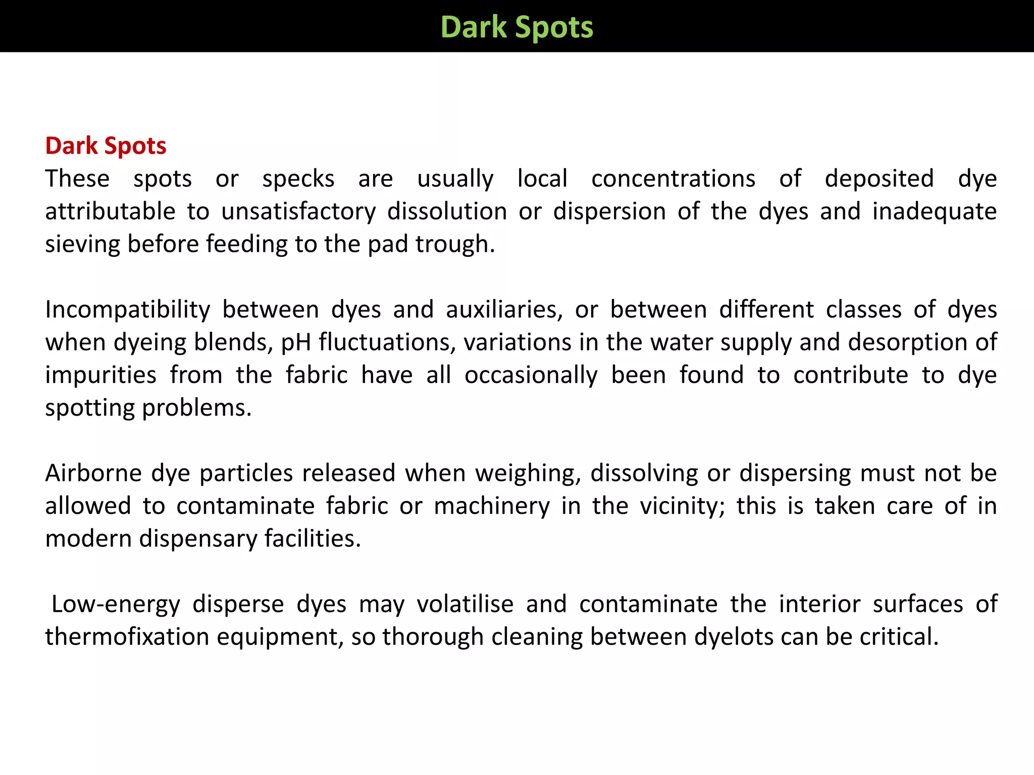 Continuous dyeing Faults | PPTX