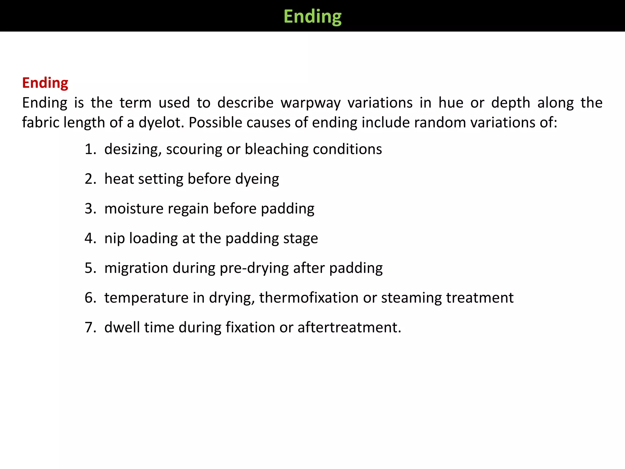Continuous dyeing Faults | PPTX