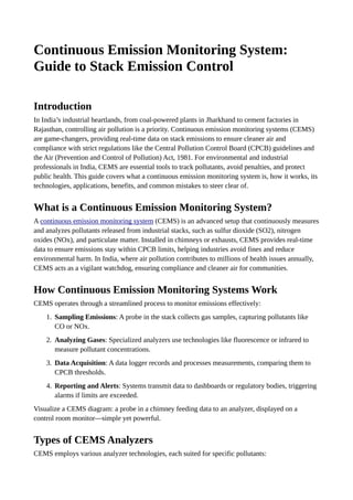 Continuous Emission Monitoring System: Guide to Stack Emission Control ...