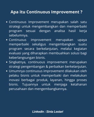 Continuous Improvement (perbaikan berkelanjutan) | PDF