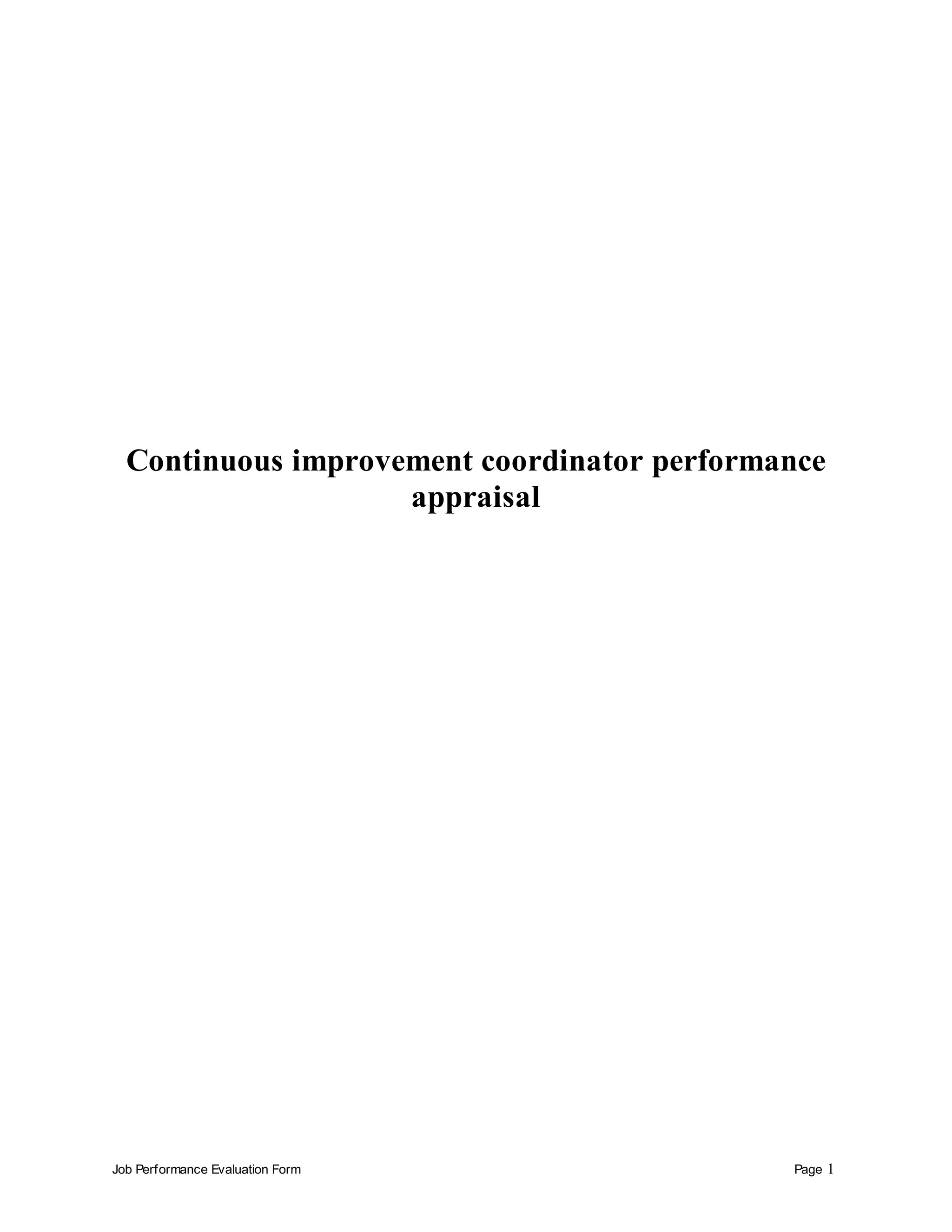 Continuous improvement coordinator performance appraisal | DOCX