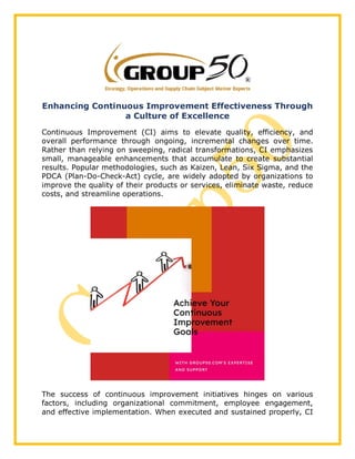 Enhancing Continuous Improvement Effectiveness Through a Culture of Excellence | PDF