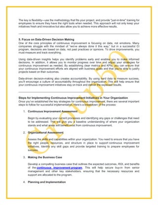Continuous Improvement Program - Group50 Consulting | PDF