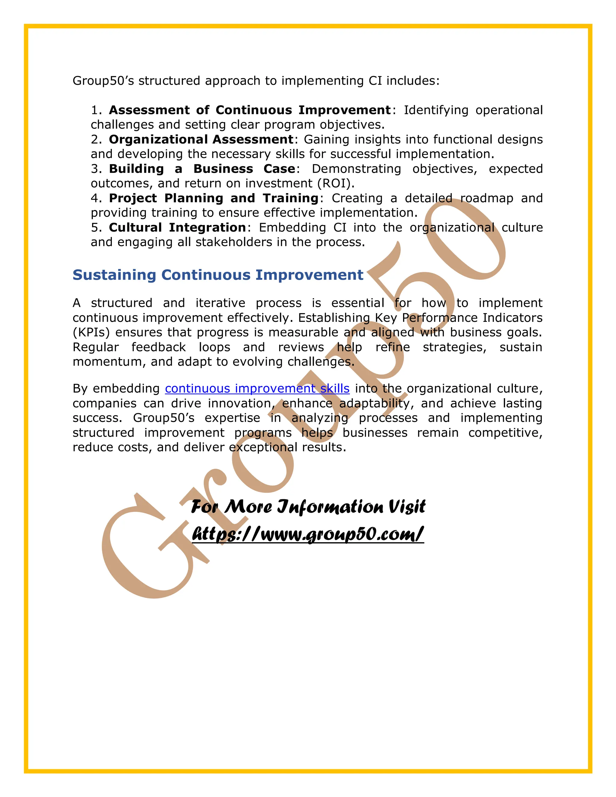 How to Create a Continuous Improvement Program in Your Organization | PDF