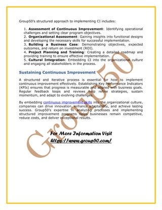How to Create a Continuous Improvement Program in Your Organization | PDF