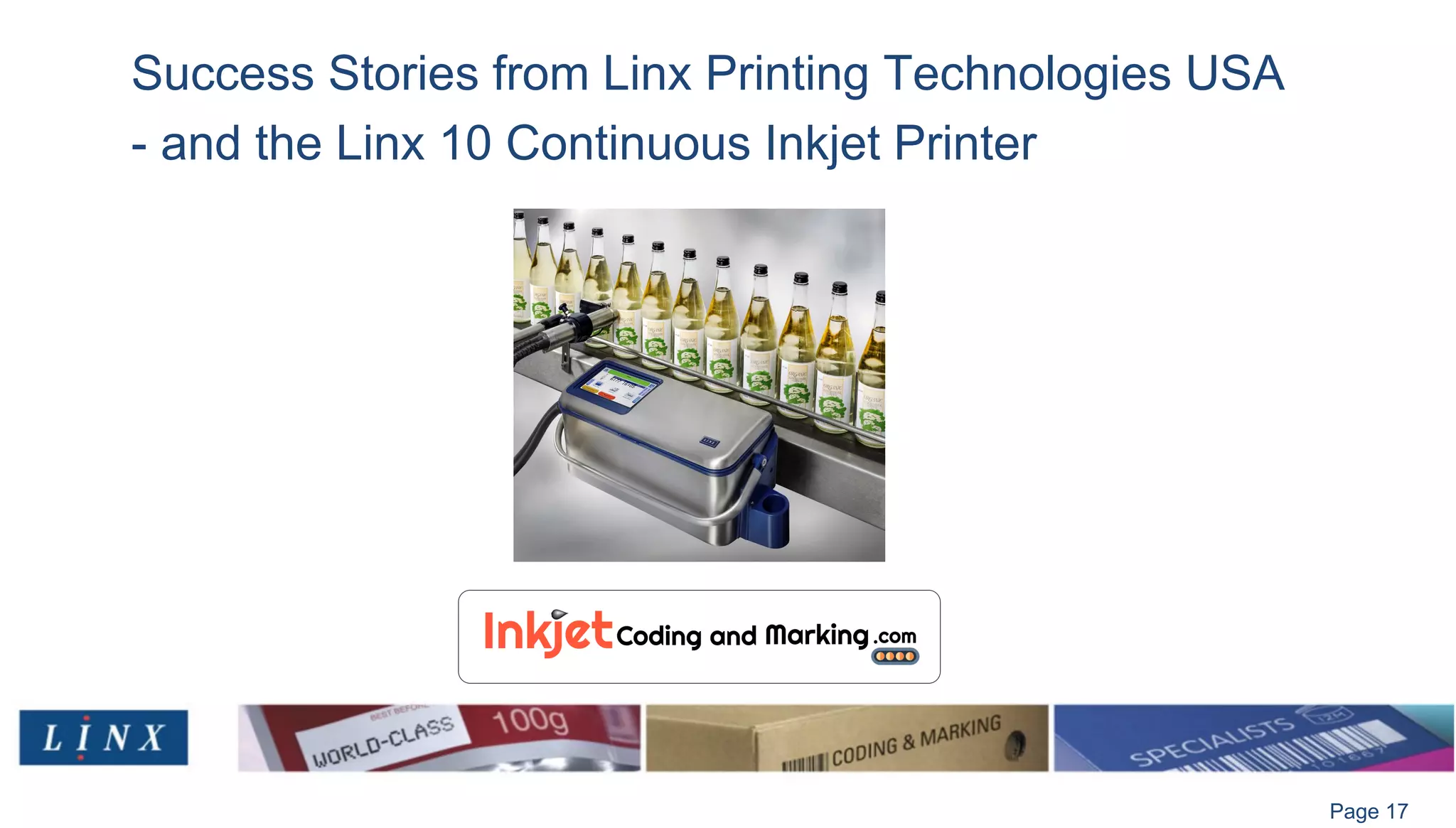 Continuous Inkjet Printer - Linx Printing Technologies USA | PPT