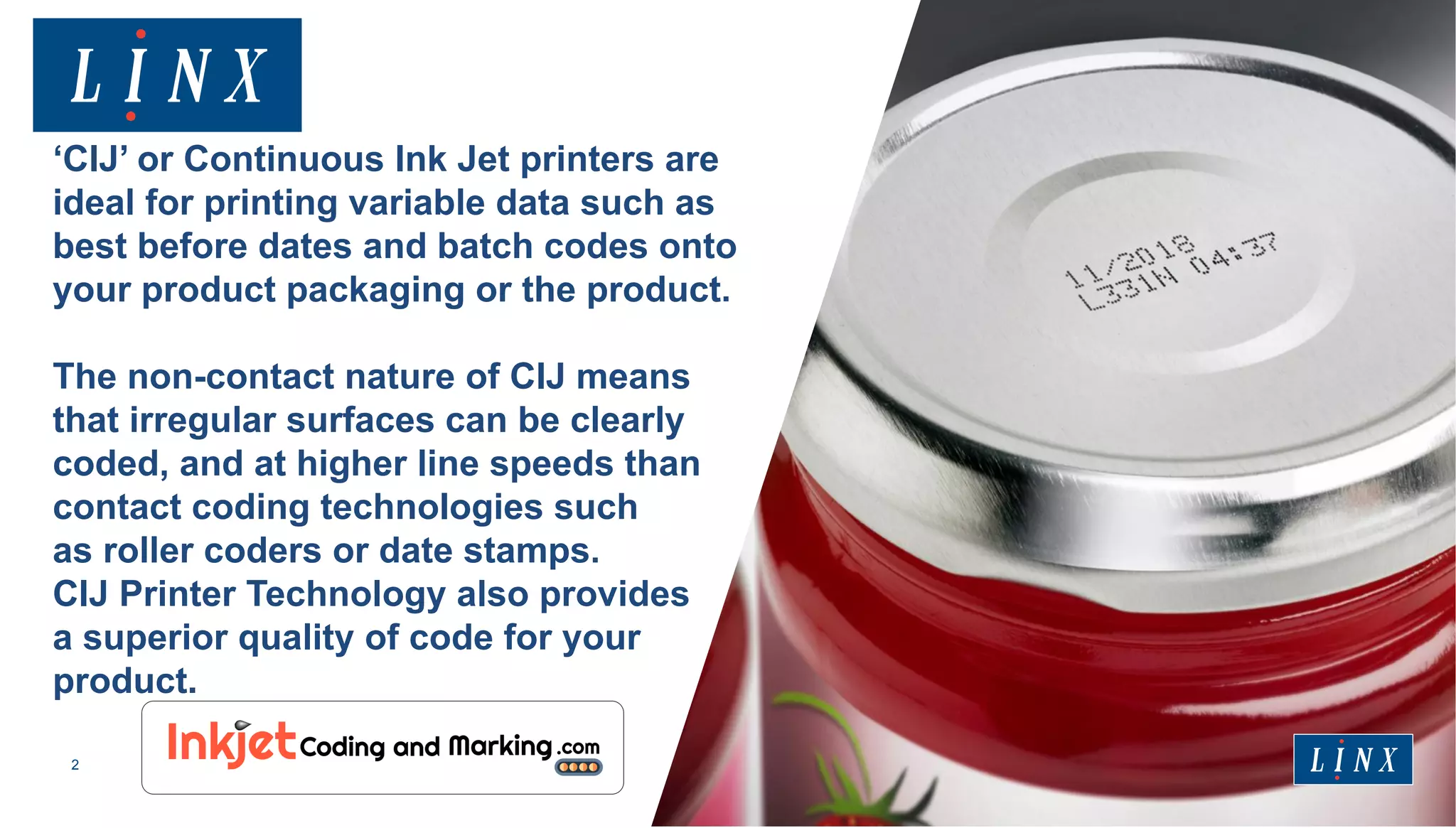 Continuous Inkjet Printer - Linx Printing Technologies USA | PPT