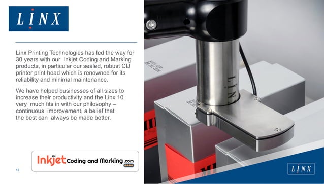 Continuous Inkjet Printer - Linx Printing Technologies USA | PPT