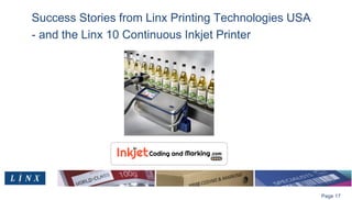 Continuous Inkjet Printer - Linx Printing Technologies USA | PDF