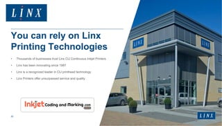 Continuous Inkjet Printer - Linx Printing Technologies USA | PPT