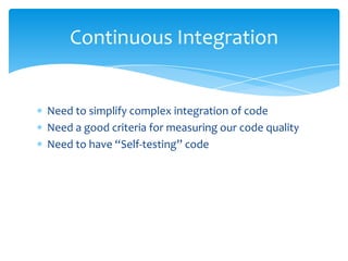 Introduction to Continuous integration | PPTX