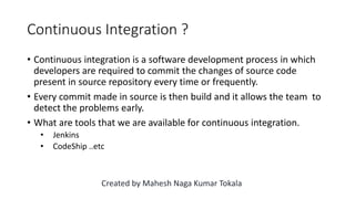 Continuous integration jenkins-installation in ec2 instace linux | PPT