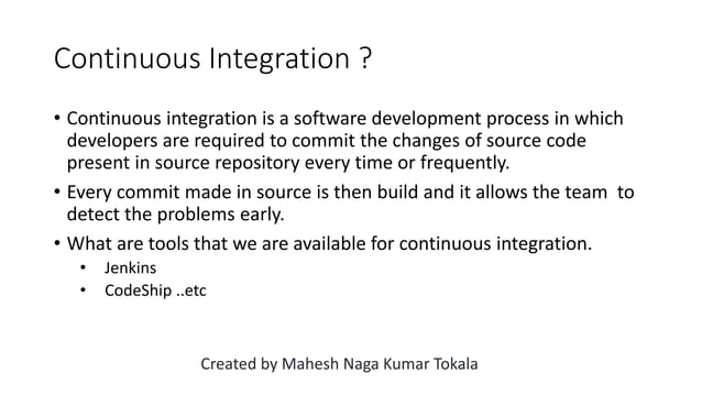 Continuous integration jenkins-installation in ec2 instace linux | PPT