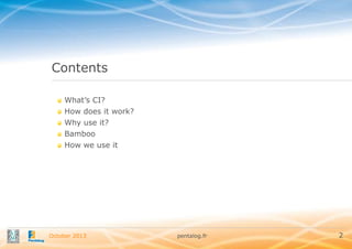 Continuous integration using Bamboo | PPTX