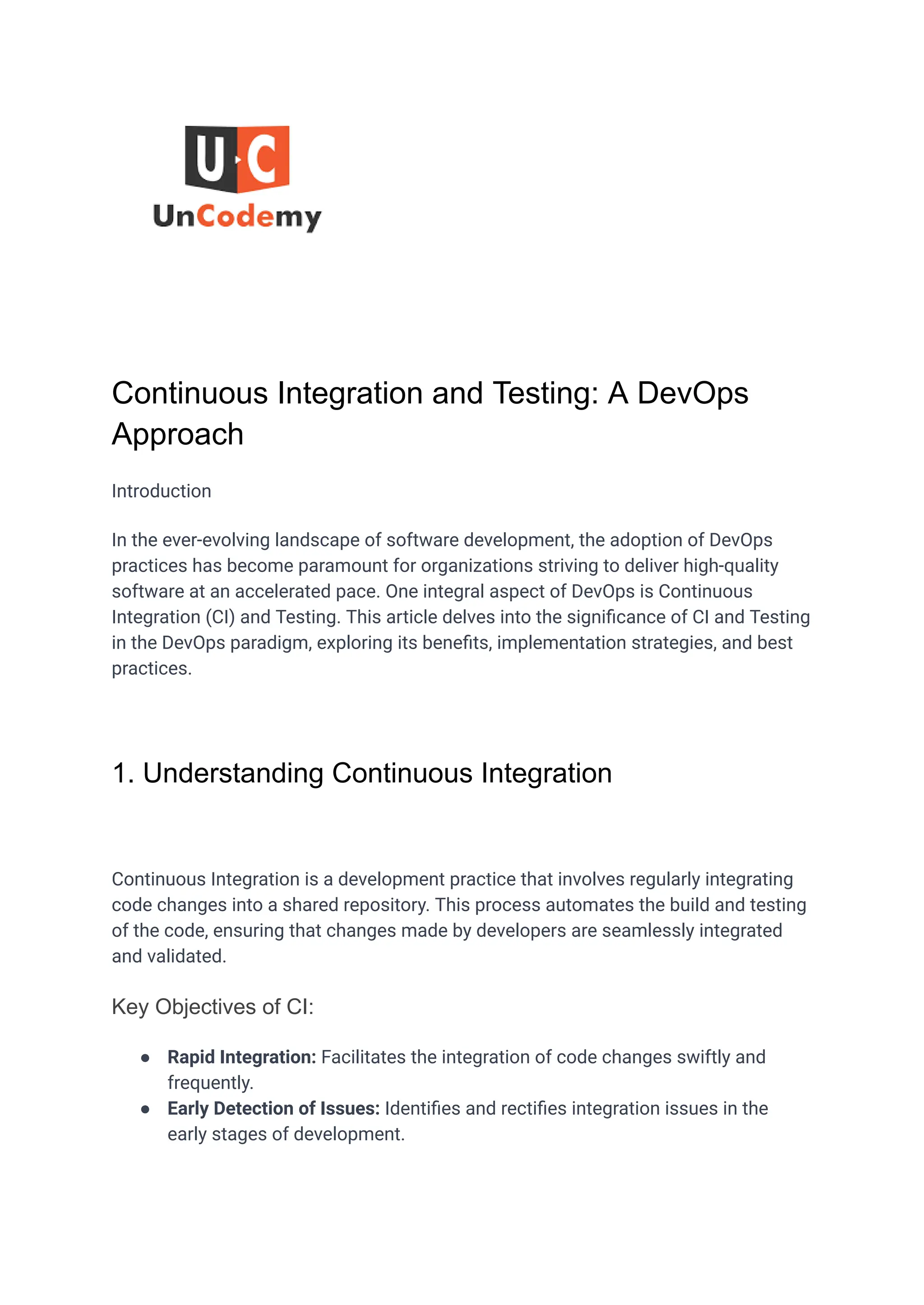 Continuous Integration And Testing A Devops Approachpdf