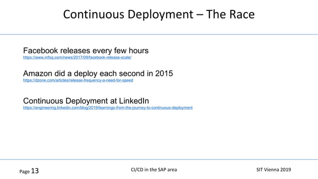 Continuous Integration, Delivery and Deployment in the SAP area | PPT