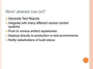 Continuous integration using jenkins | PPT