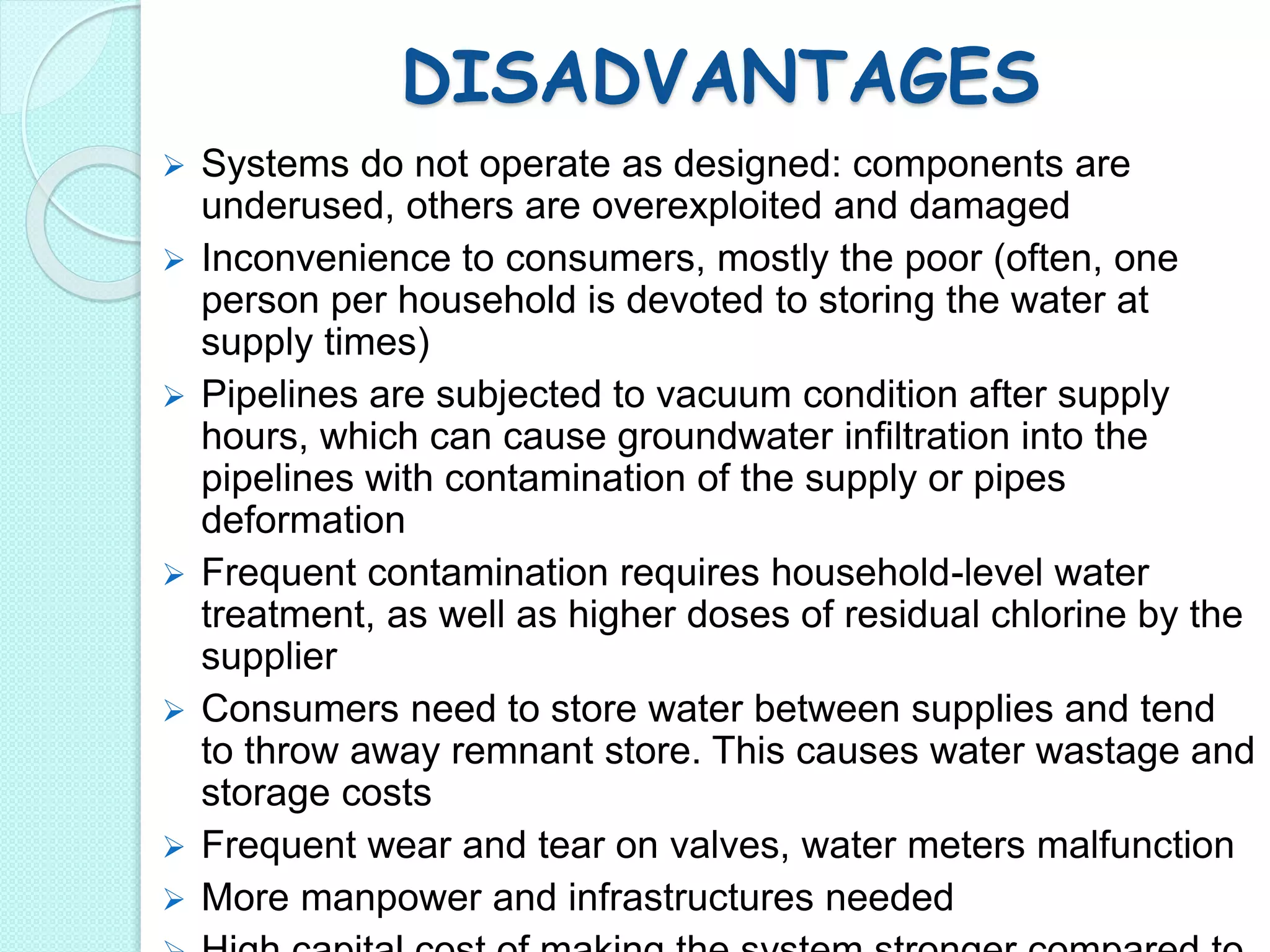 Continuous & intermittent system of water supply | PPTX