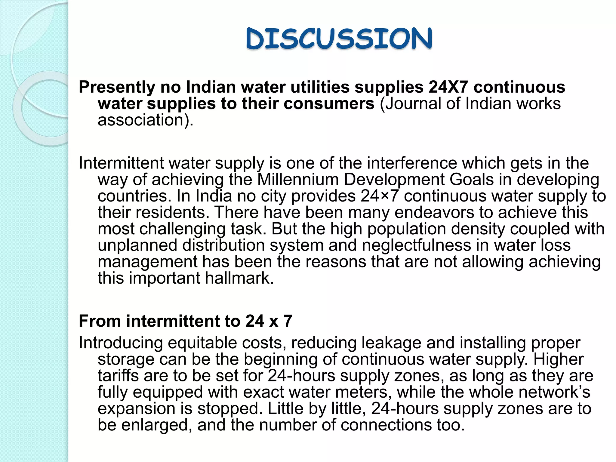 Continuous & intermittent system of water supply | PPTX