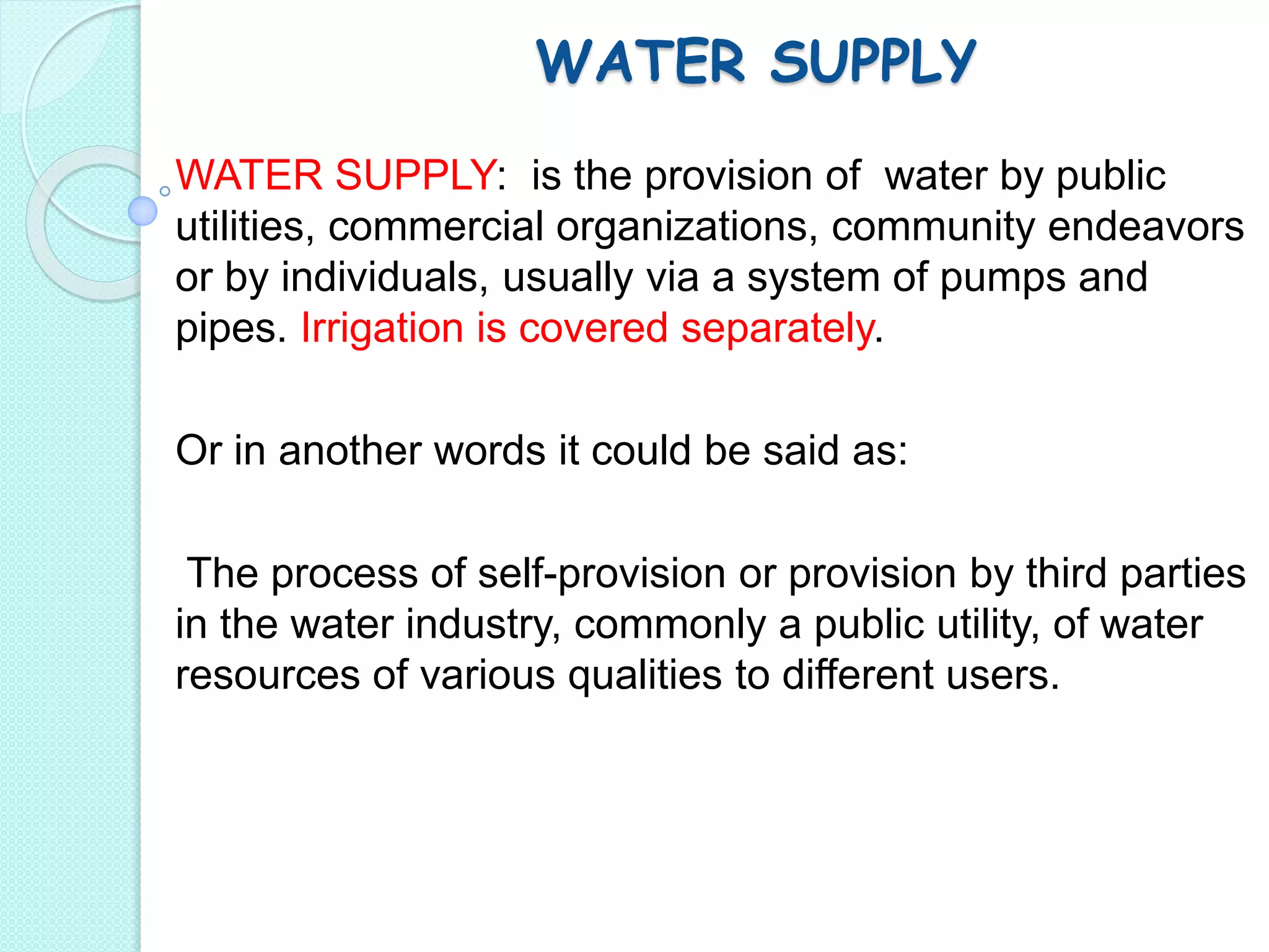 Continuous & intermittent system of water supply | PPTX