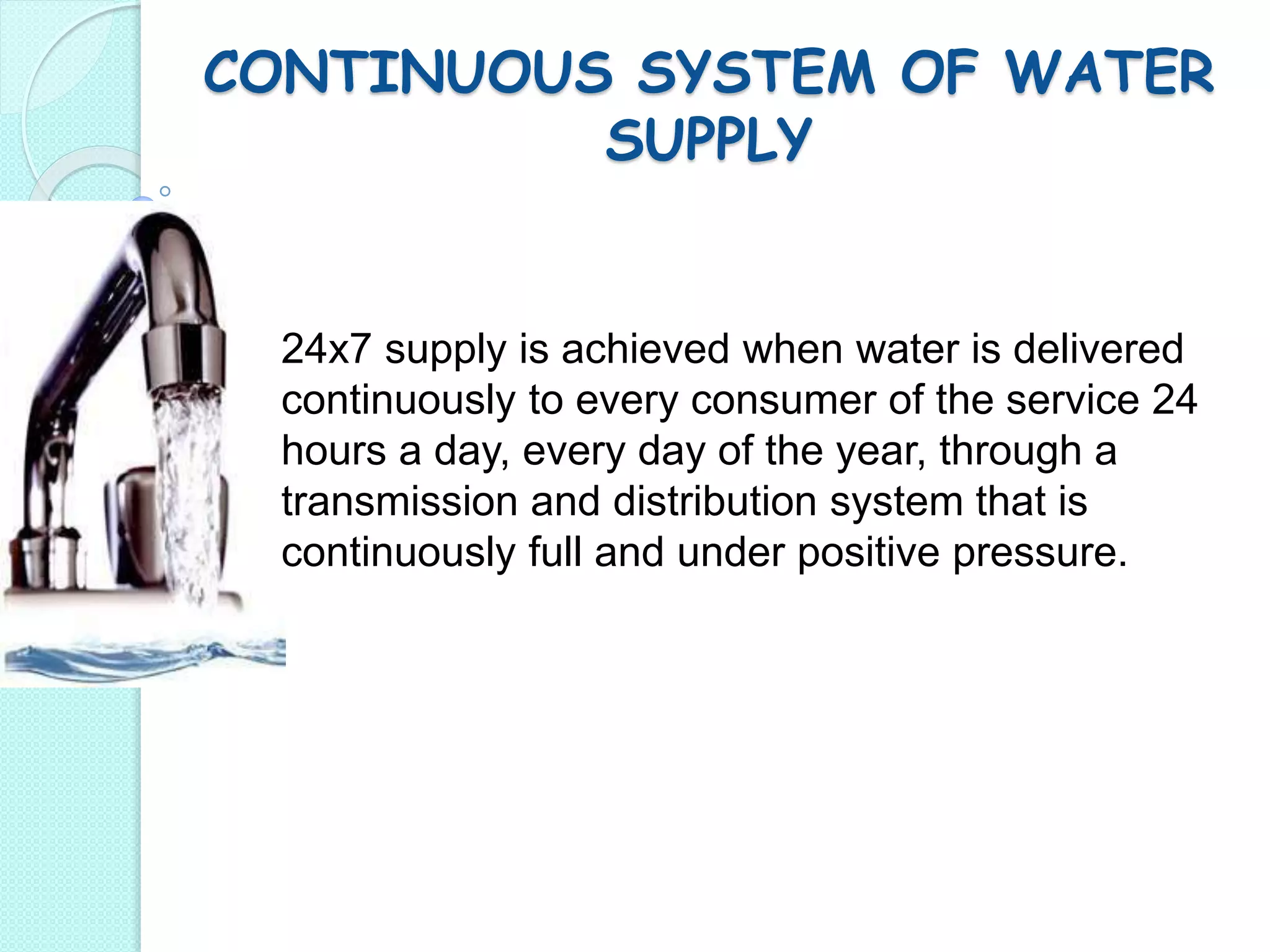 Continuous & intermittent system of water supply | PPTX